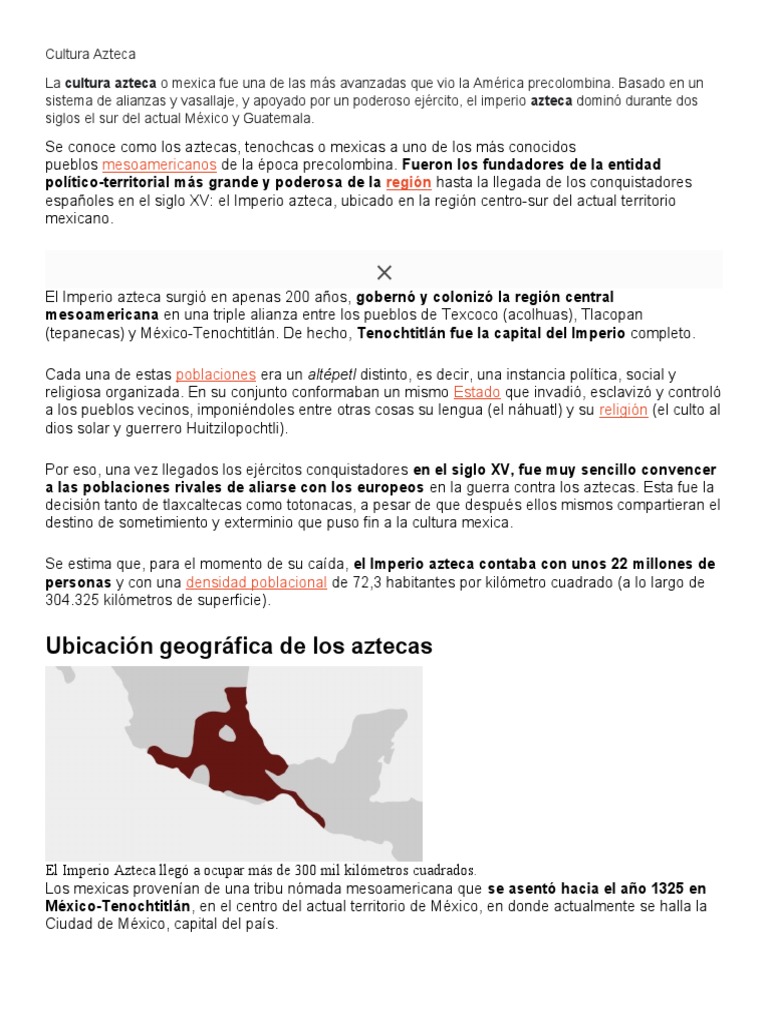 Cultura Azteca | PDF | Mesoamérica | México