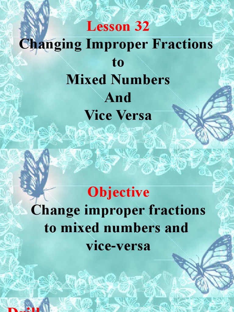 Lesson 32 - Changing Improper Fractions To Mixed Numbers | PDF Lesson 32 - Changing Improper Fractions To Mixed Numbers | PDF