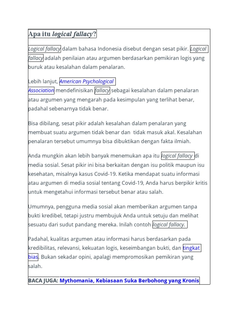 Apa Itu Falasi Sesat Pikir | PDF