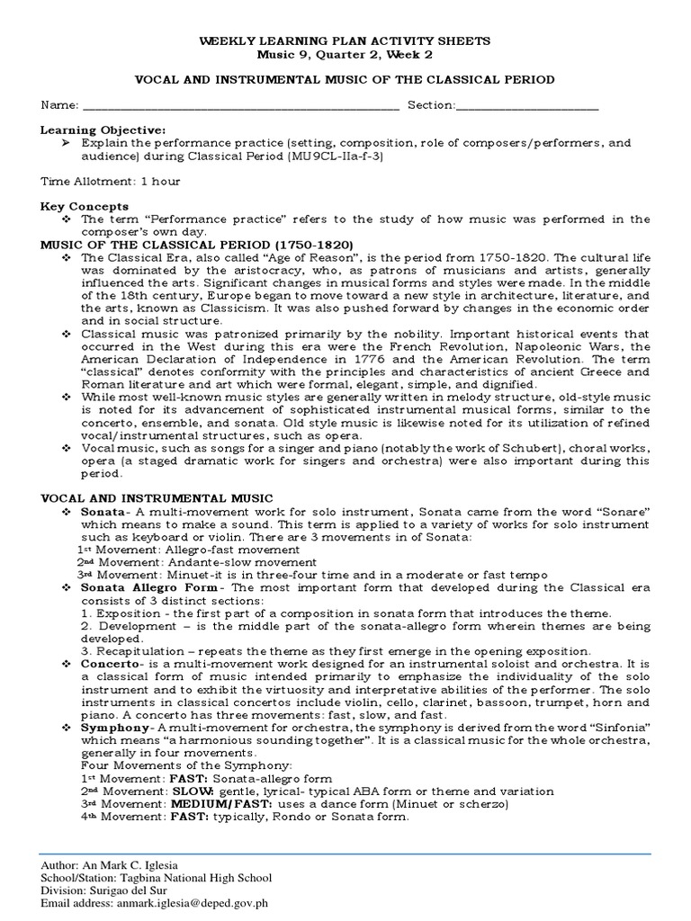 Exploring the Performance Practices and Musical Forms of the Classical ...