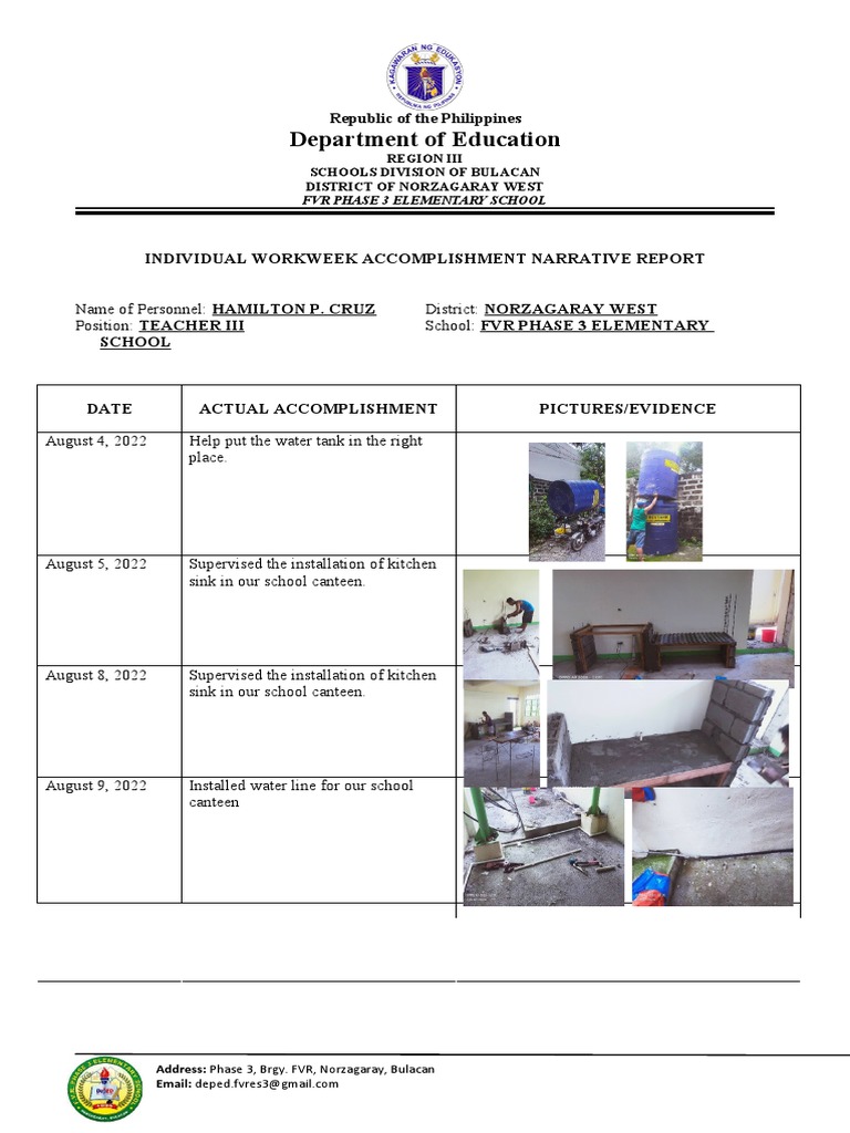 Brigada Eskwela Accomplishment Report 2022 2023 HPC | PDF | Home | Room