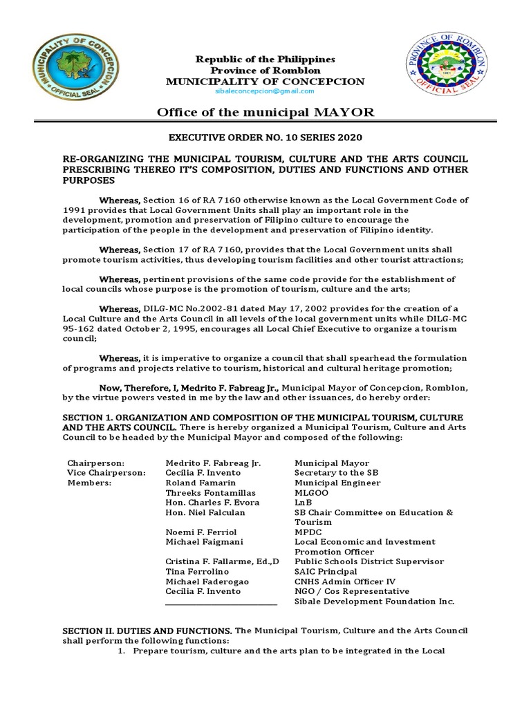 Re-Organizing The Municipal Tourism, Culture and The Arts Council ...