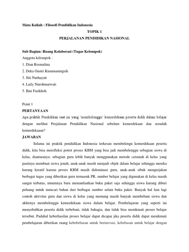 Tugas Mata Kuliah Filosofi Pendidikan - Ruang Kolaborasi Dan Koneksi Antar Materi Perjalanan ...
