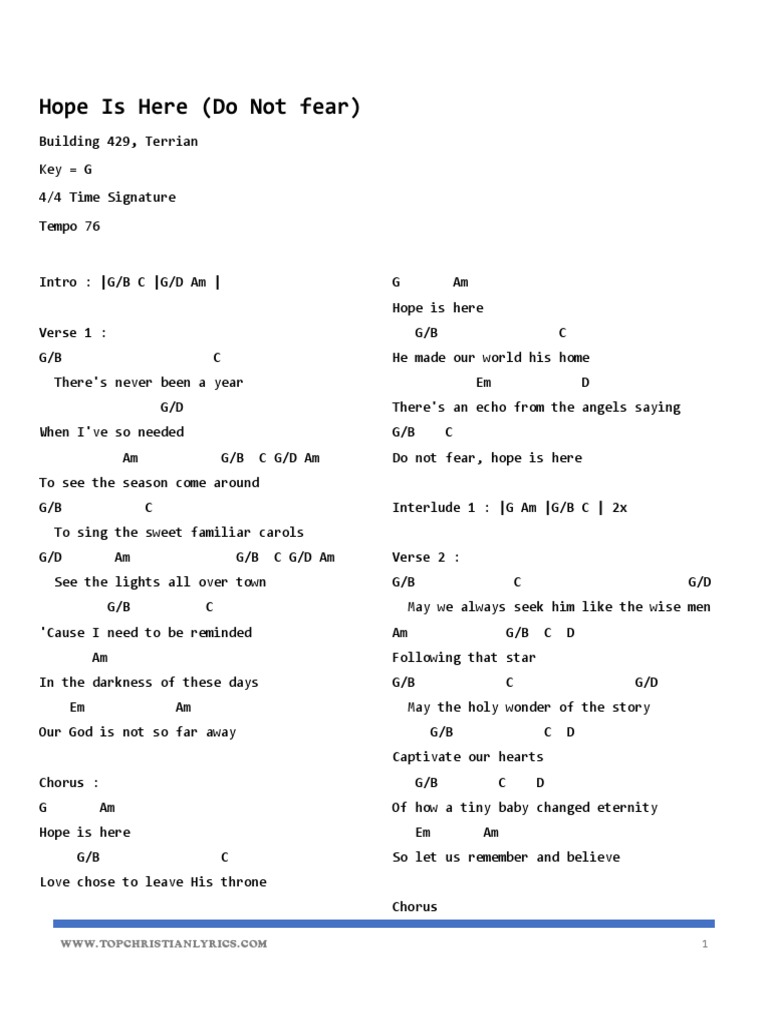 Hope Is Here Pdf Song Structure