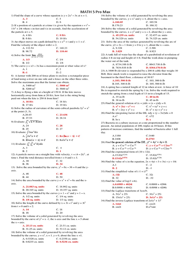 Math 5 | PDF | Area | Classical Mechanics