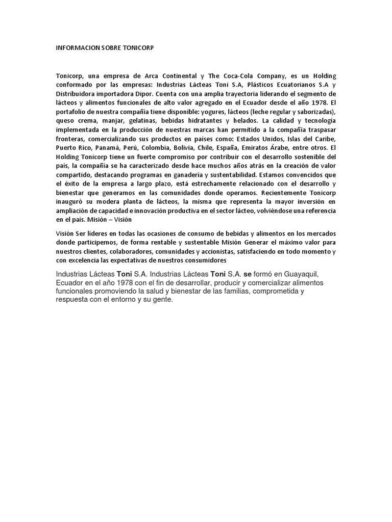 Informacion Sobre Tonicorp | PDF | Reloj inteligente | Apple Watch