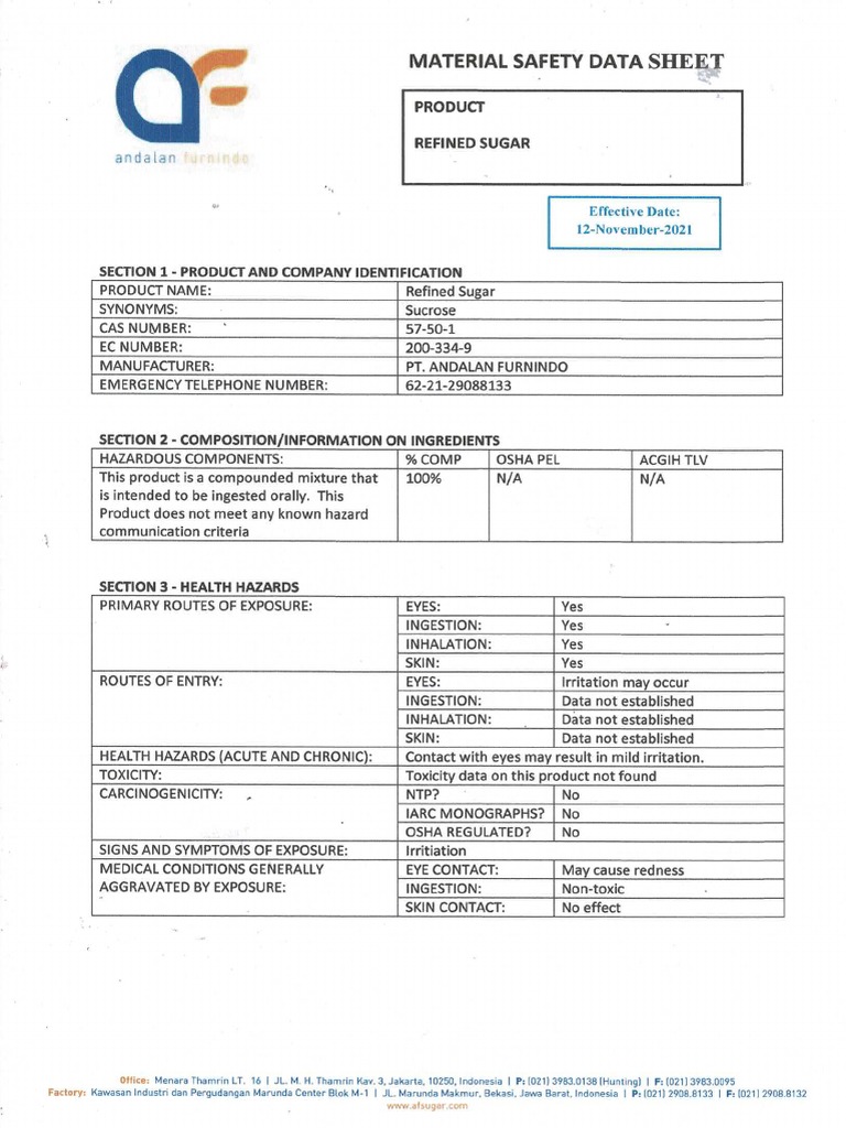 MSDS PT Af 2021 | PDF