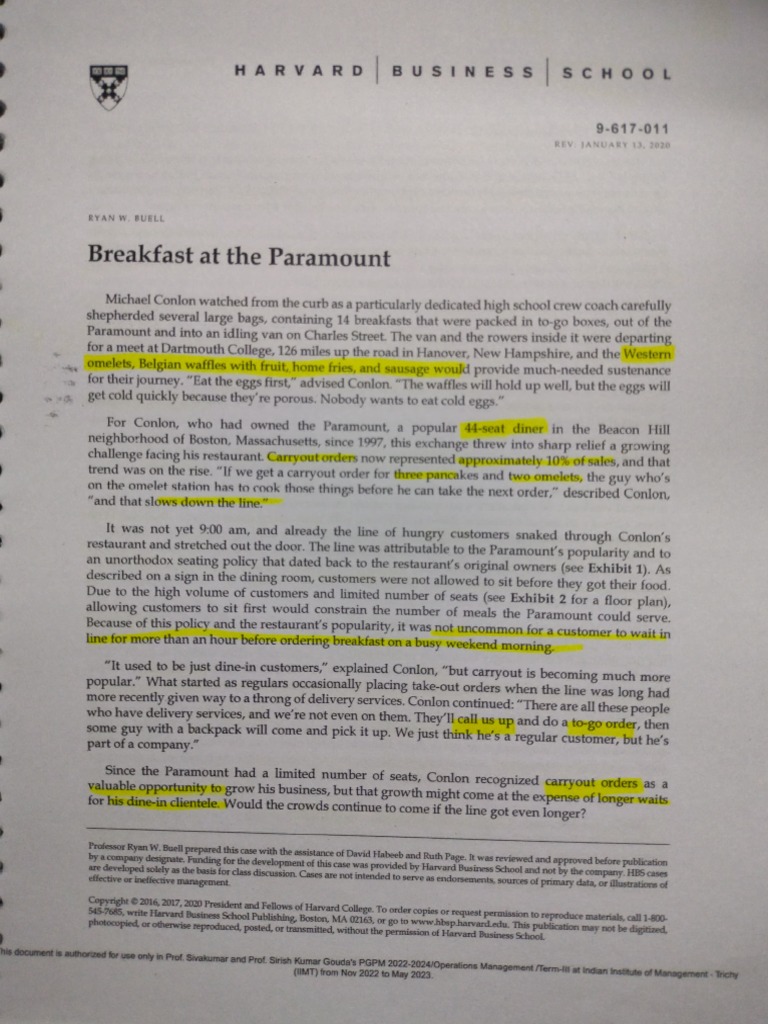 Breakfast at Paramount | PDF