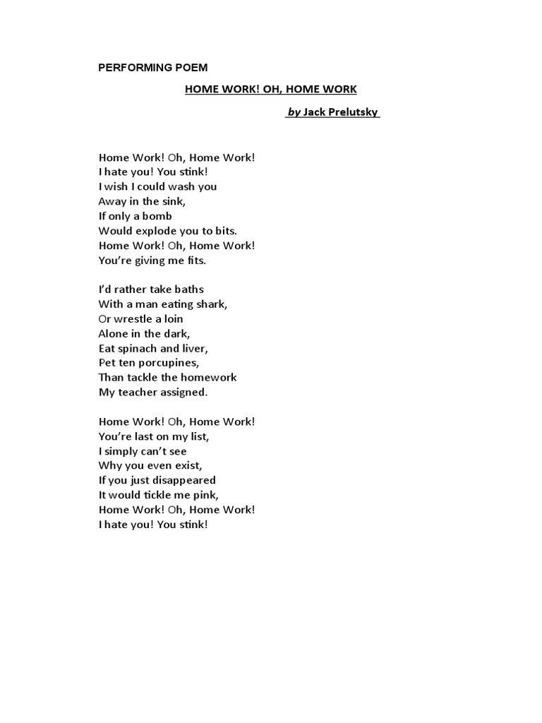 Homework and Poems for Kids | PDF