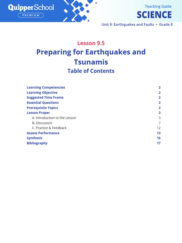 Science 8 9.5 Preparing For Earthquakes and Tsunamis | PDF ...