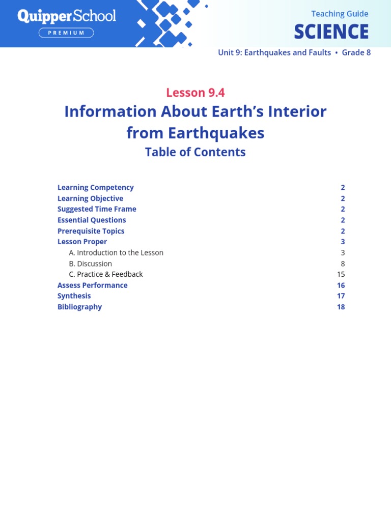 Science 8 9.4 Information About Earth's Interior From Earthquakes | PDF ...