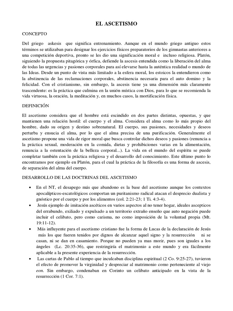 El Ascetismo | PDF | Ascetismo | Alma