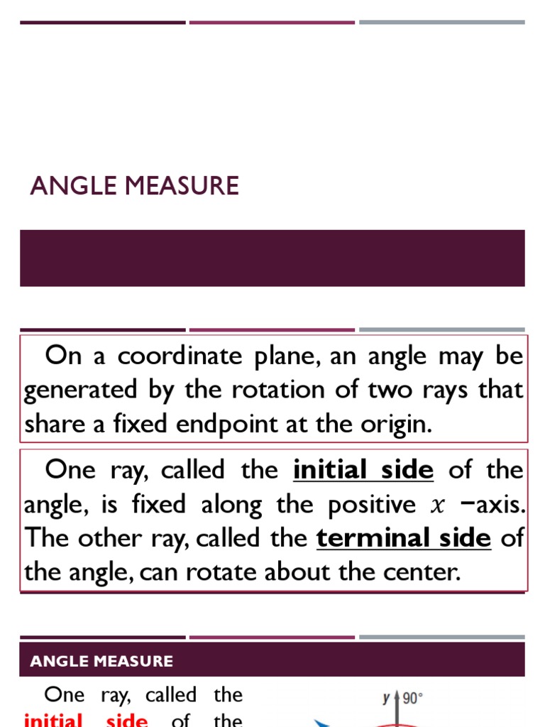 Angle Measure and Unit Circle | PDF | Angle | Circle