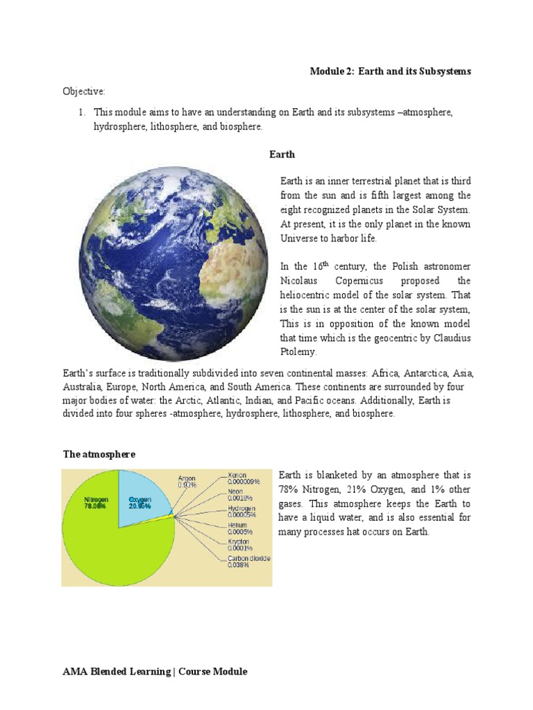 Earth and Its Four Subsystems Module | PDF | Earth | Atmosphere