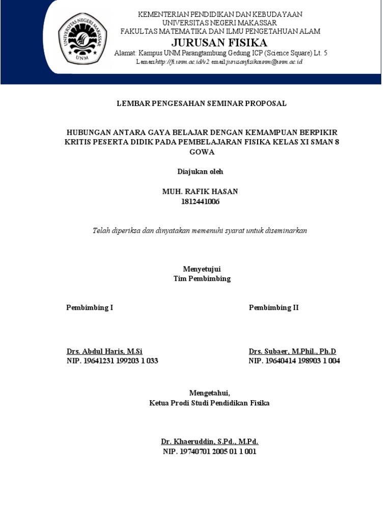Lembar Pengesahan Seminar Proposal | PDF