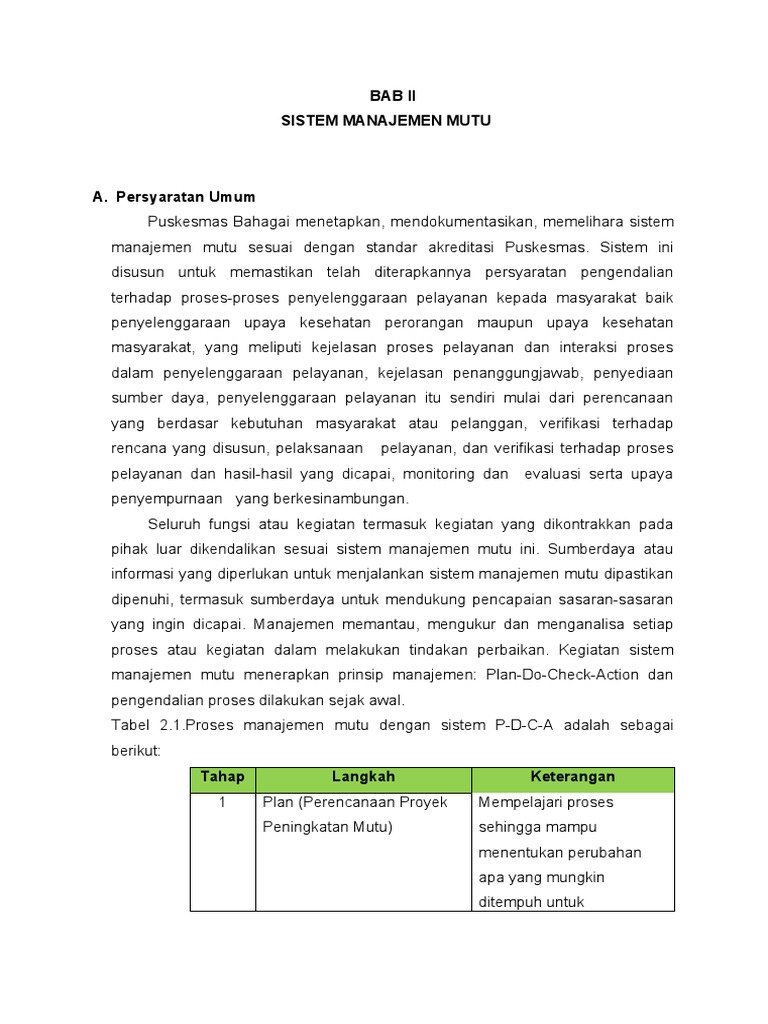 BAB II Manual Mutu 2019 | PDF