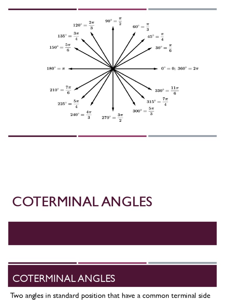 Coterminal Angles | PDF | Angle | Motion (Physics)