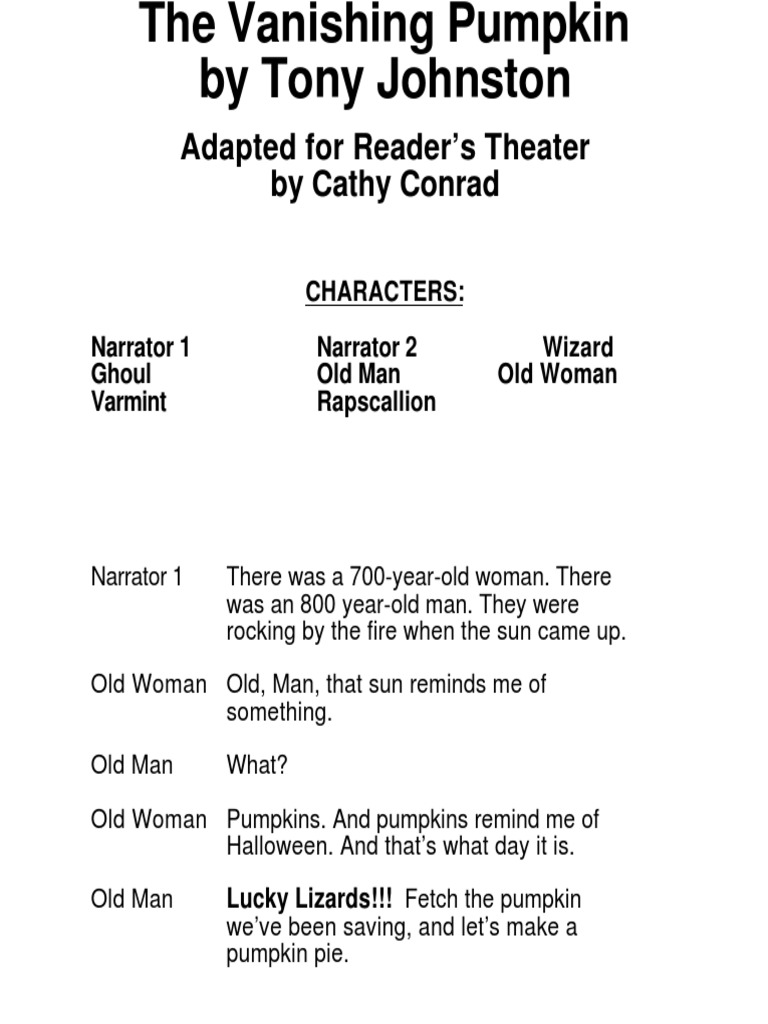 The Vanishing Pumpkin Play Script | PDF | Mystery, Thriller & Crime Fiction