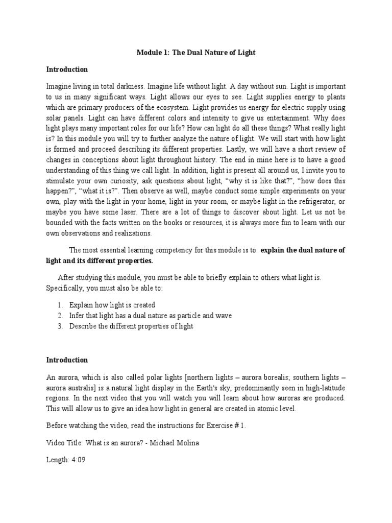 Q2 Module 1 The Dual Nature of Light | PDF
