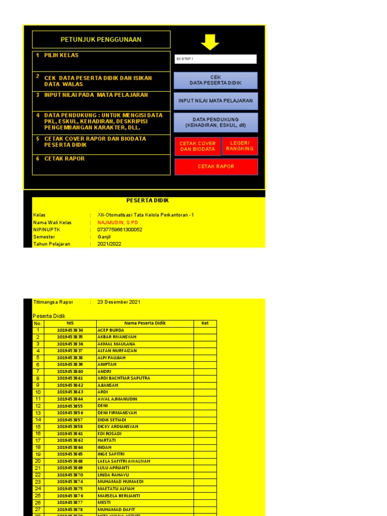 RAPOR KELAS XII Otkp1 REV1 | PDF