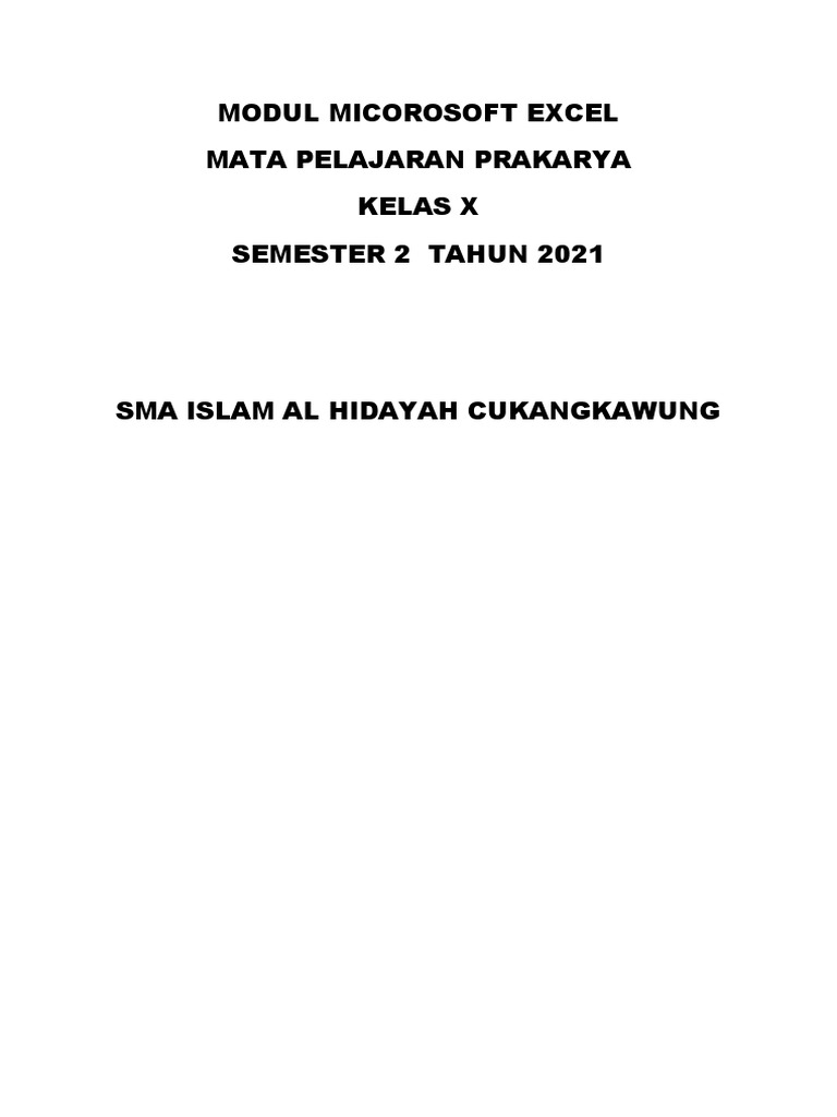 Modul Microsoft Excel Kelas 10 | PDF