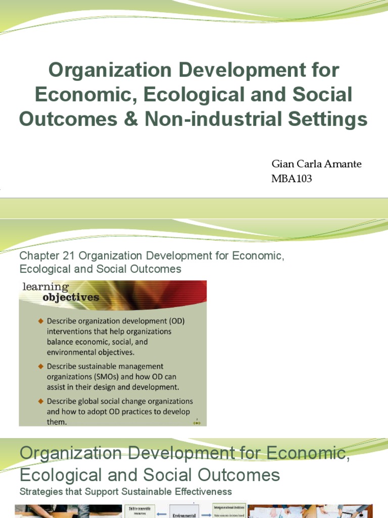 Organization Development For Economic Ecological and Social Outcome Non ...