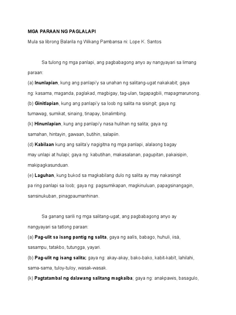 Mga Paraan NG Paglalapi | PDF