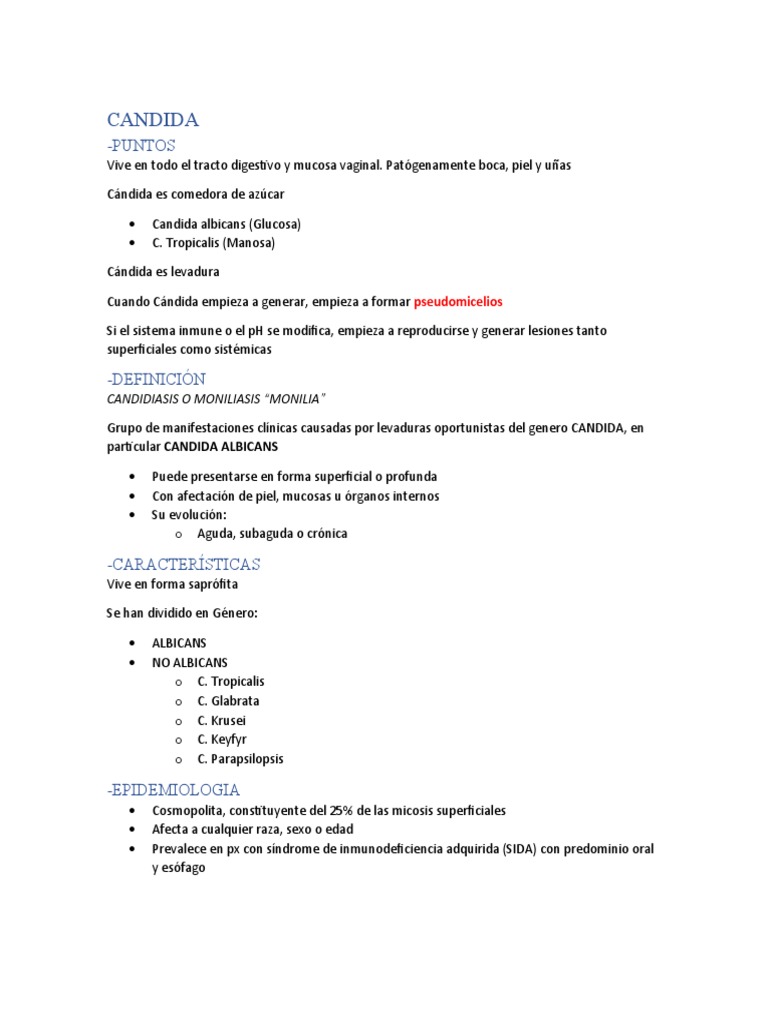 CANDIDA | PDF | Candidiasis | Ciencias de la Salud