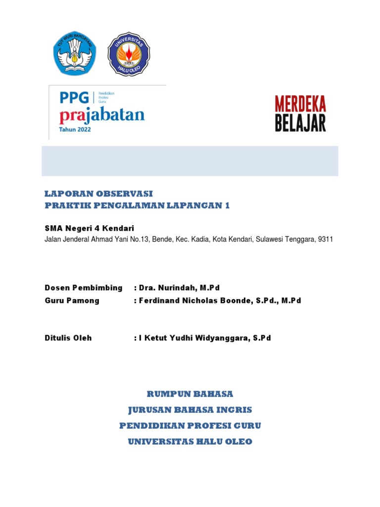 Laporan Observasi PPL 1 Yudhi | PDF