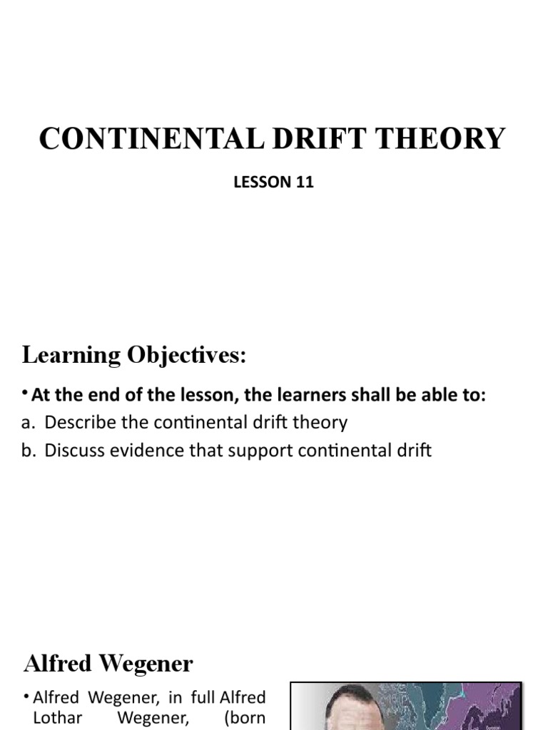 Es Lesson 11 Continental Drift Theory | PDF | Plate Tectonics ...