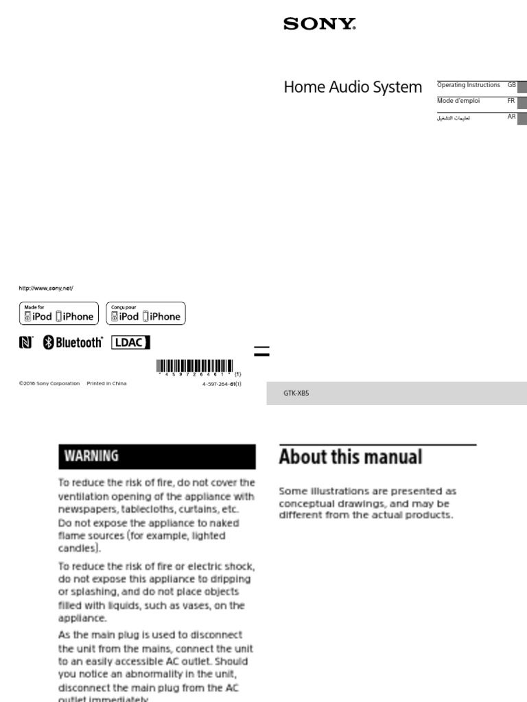 Home Audio System: Operating Instructions GB Mode D'emploi FR AR | PDF ...