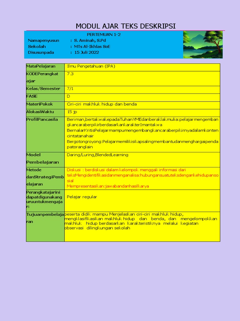 Modul Ajar Ipa (Iht) 2022 | PDF