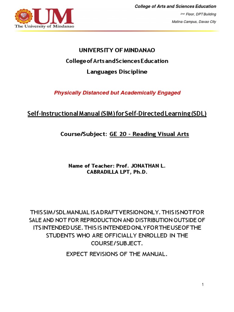 GE 20 Visual Arts SIM SDL Complete | PDF | The Arts | Science Education
