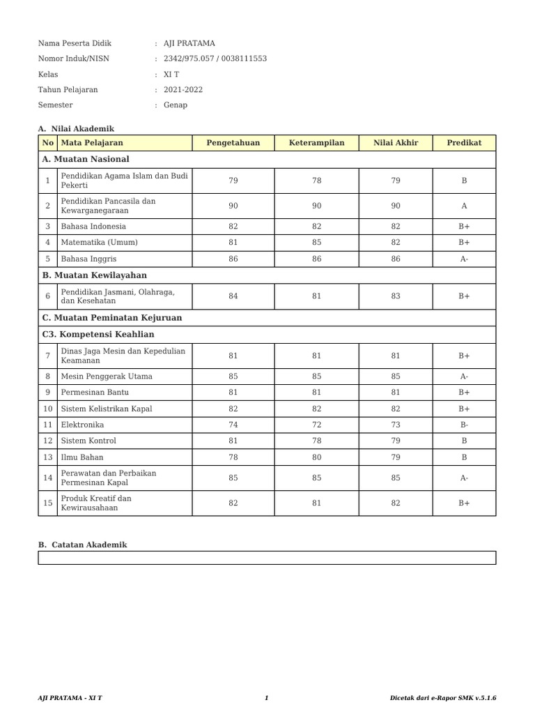 Aji Pratama - Xi T-Nilai | PDF