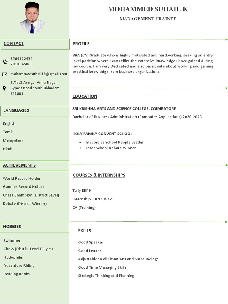 Resume (Mohammed Suhail K) | PDF | Career & Growth