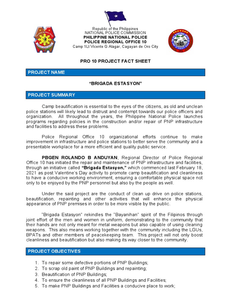 Project Fact Sheet - Brigada Estasyon | PDF