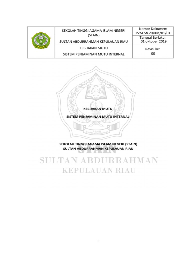 Kebijakan Mutu Spmi | PDF