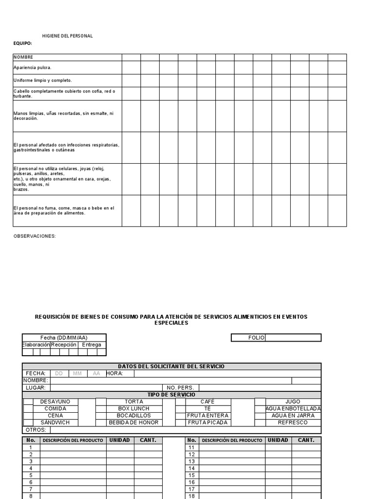 Formatos Calidad Excel | PDF | Comida y bebida | Alimentos