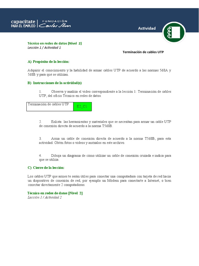 Técnico en Redes de Datos - Nivel2 - Leccion1 | PDF | Redes de ...