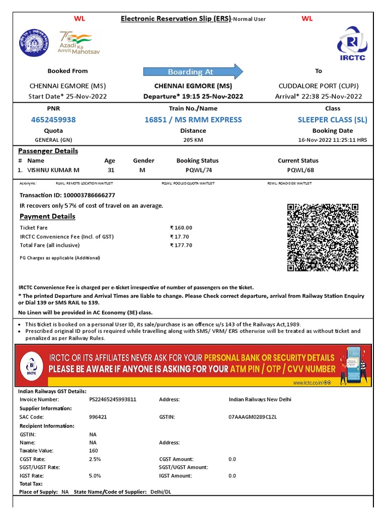 Train Ticket | PDF | Identity Document