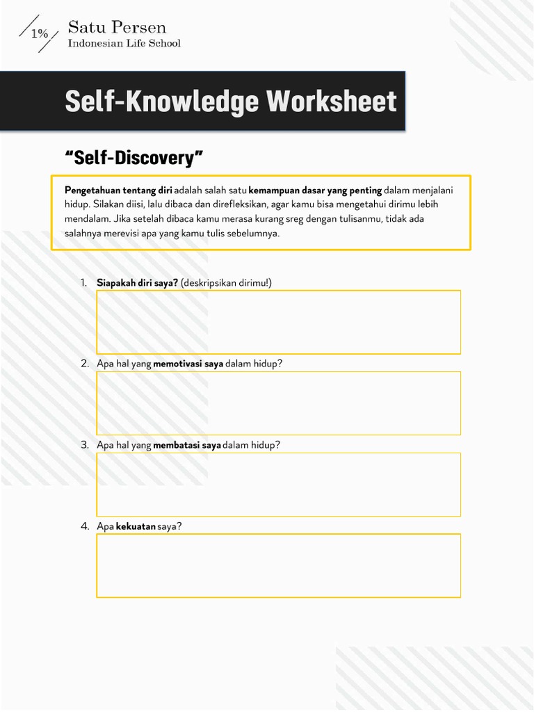 Membership - Self Knowledge Worksheet | PDF
