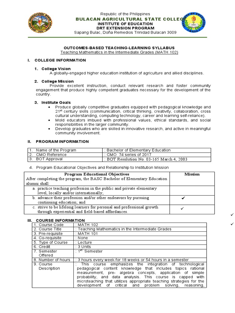 OBTL-MAthIntermediateGrades Sir Moises | PDF | Teaching Method | Area