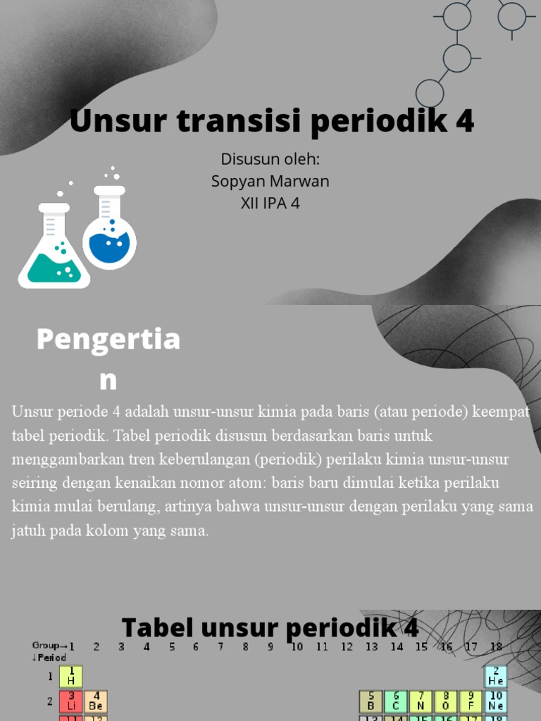 Unsur Transisi Periodik 4: Disusun Oleh: Sopyan Marwan Xii Ipa 4 | PDF ...
