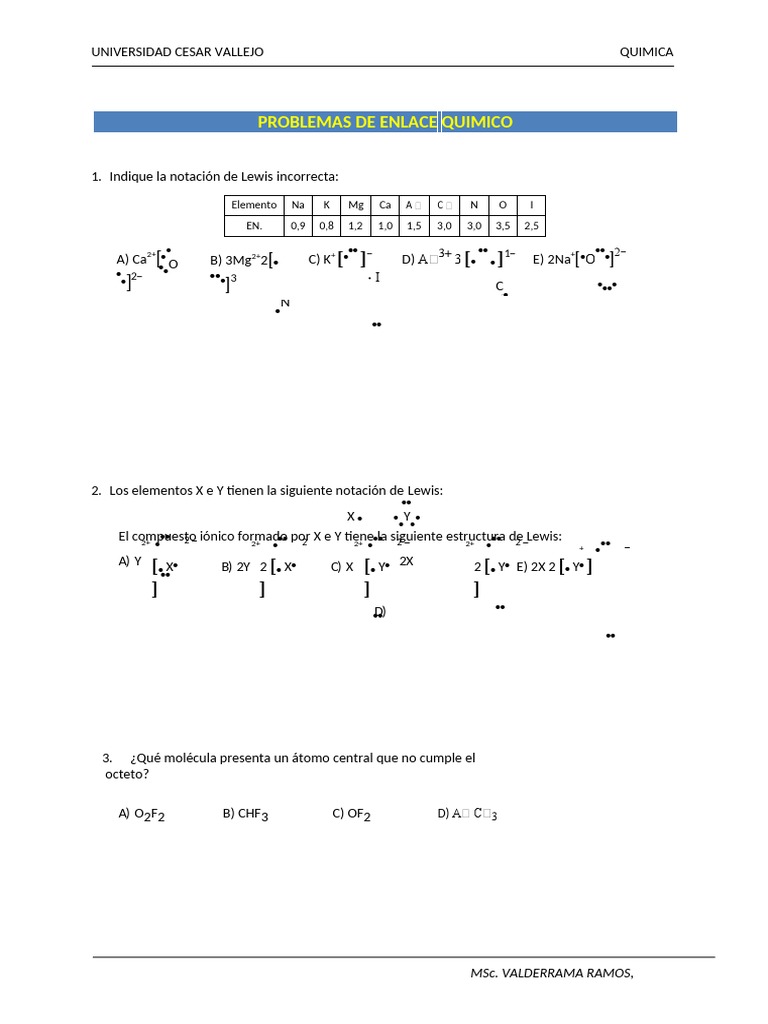 04 SESIÓN 04 EJERCICIOS Enlc Quim | PDF