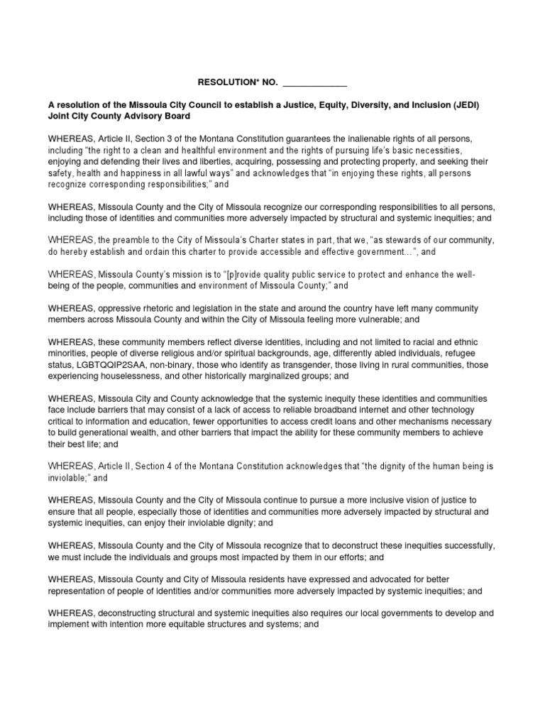 Joint City-County JEDI Resolution | PDF | Social Exclusion | City