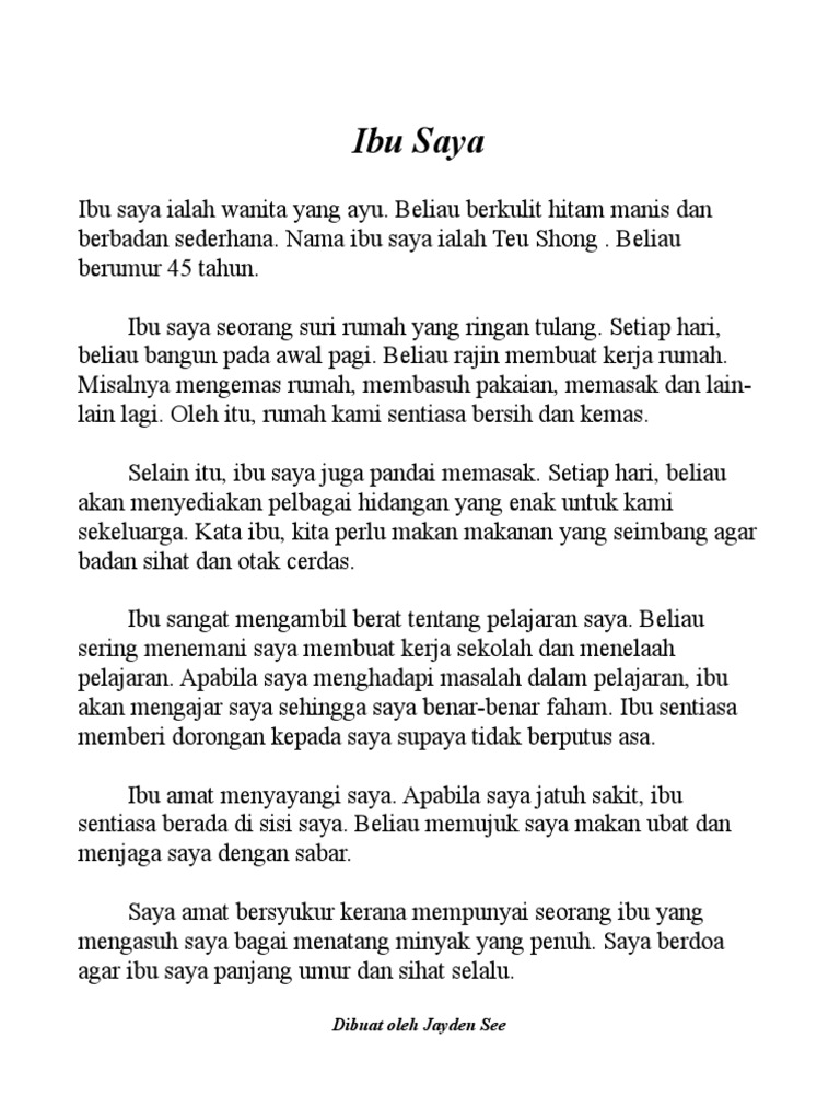 Ibu Saya Karangan Pdf