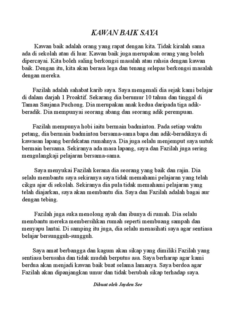 Kawan Baik Saya (Karangan) | PDF