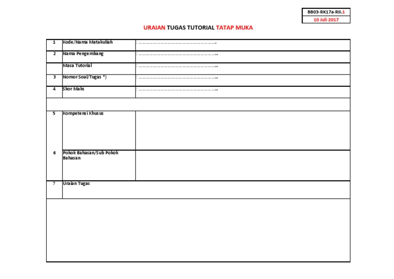 Uraian Tugas Tutorial Tatap Muka (UT) | PDF Uraian Tugas Tutorial Tatap Muka (UT) | PDF