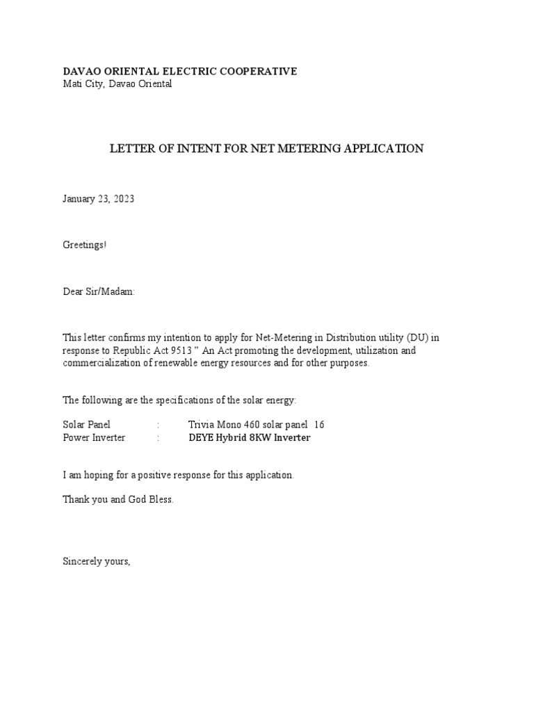 Letter of Intent | PDF