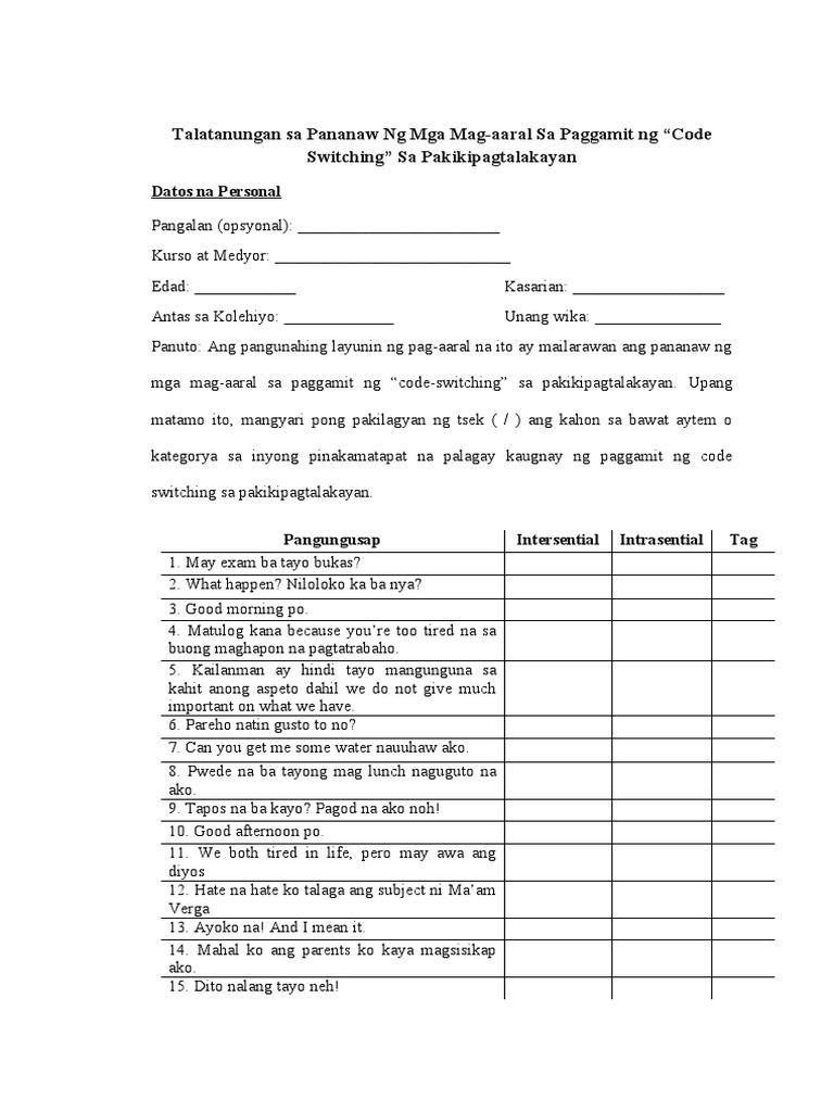 Talatanungan CS | PDF